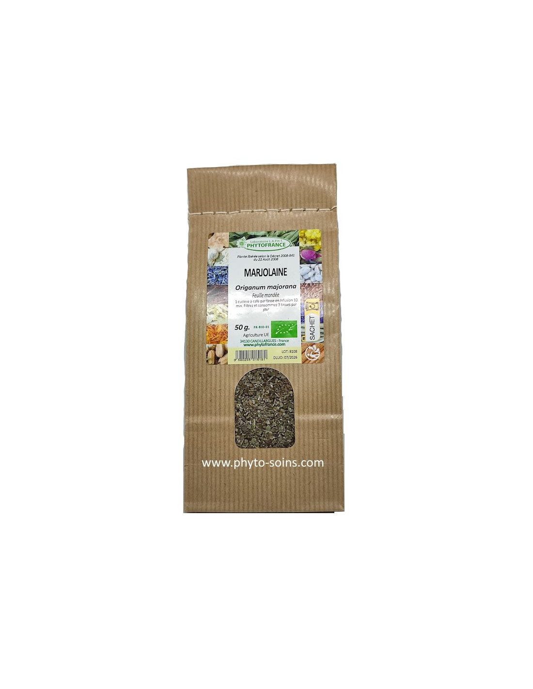 Sachet de tisane de Marjolaine BIO (feuille) de 50g